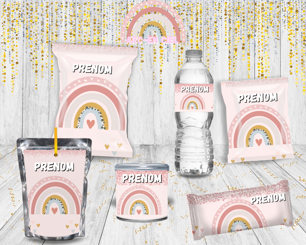 Étiquettes Thème Arc en Ciel - Events Custom